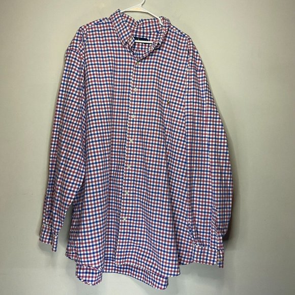 Ralph Lauren | Shirts | Ralph Lauren Men 3xlt Button Down Shirt Red Blue Plaid Long Sleeve ...